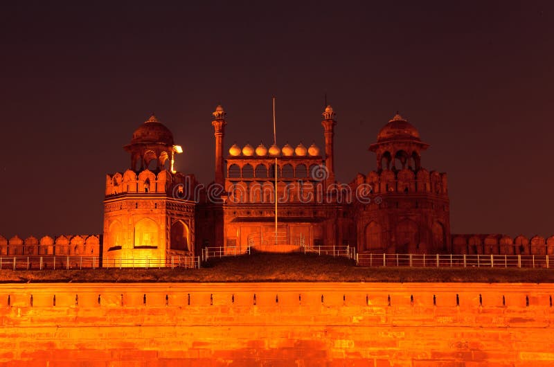 Red Fort of Delhi stock image. Image of flag, fort, fortification ...