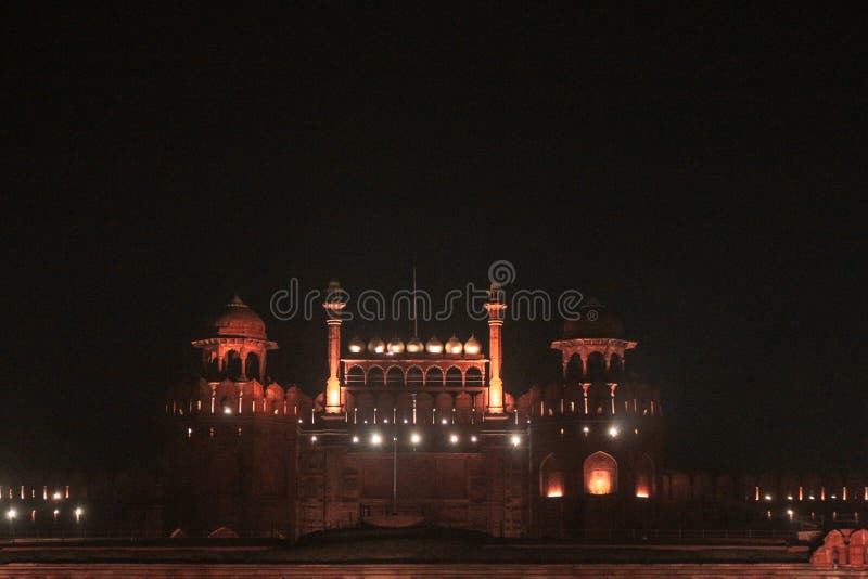 Red Fort Looking Beautiful during Night Stock Photo - Image of looking ...