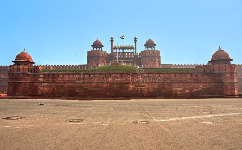 Red Fort of Delhi stock image. Image of flag, fort, fortification ...