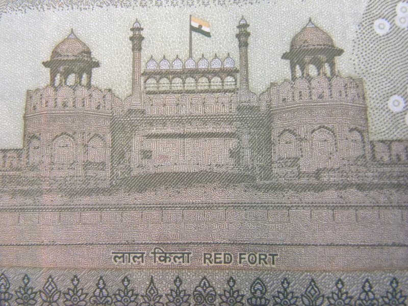 Red Fort Picture on 500 Rupees Indian Note Stock Image - Image of debt ...