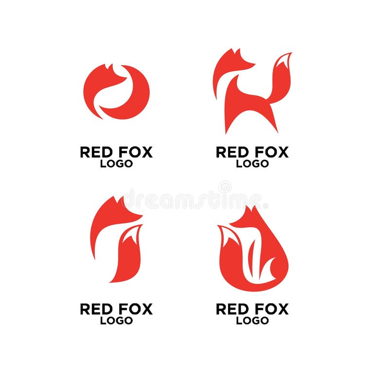 Set Collection Red Fox Modern Abstract Simple Logo Icon Design Stock ...