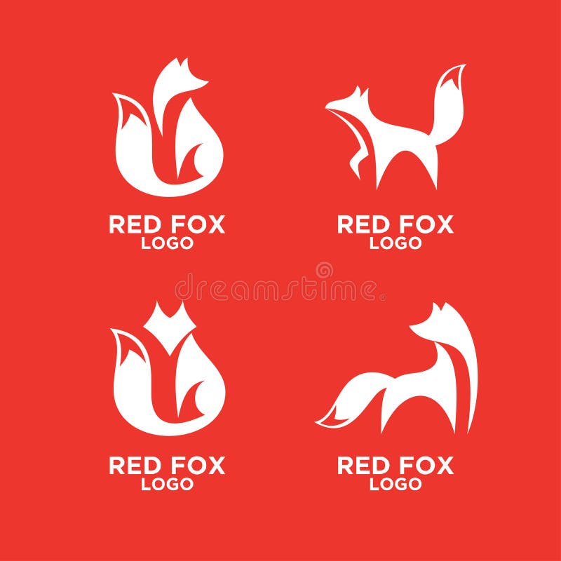 Set Collection Red Fox Modern Abstract Simple Logo Icon Design Stock ...