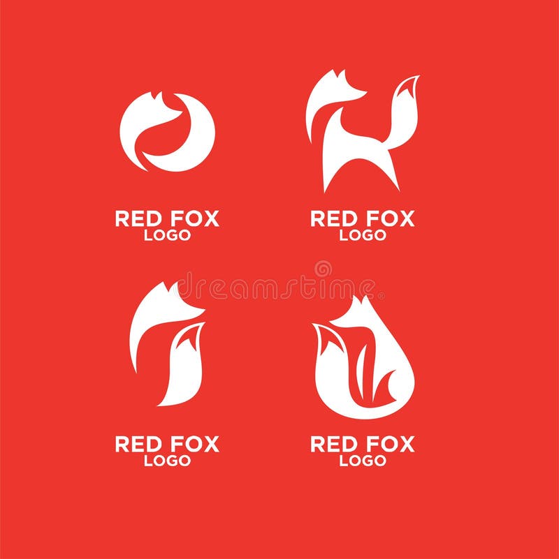 Set Collection Red Fox Modern Abstract Simple Logo Icon Design Stock ...