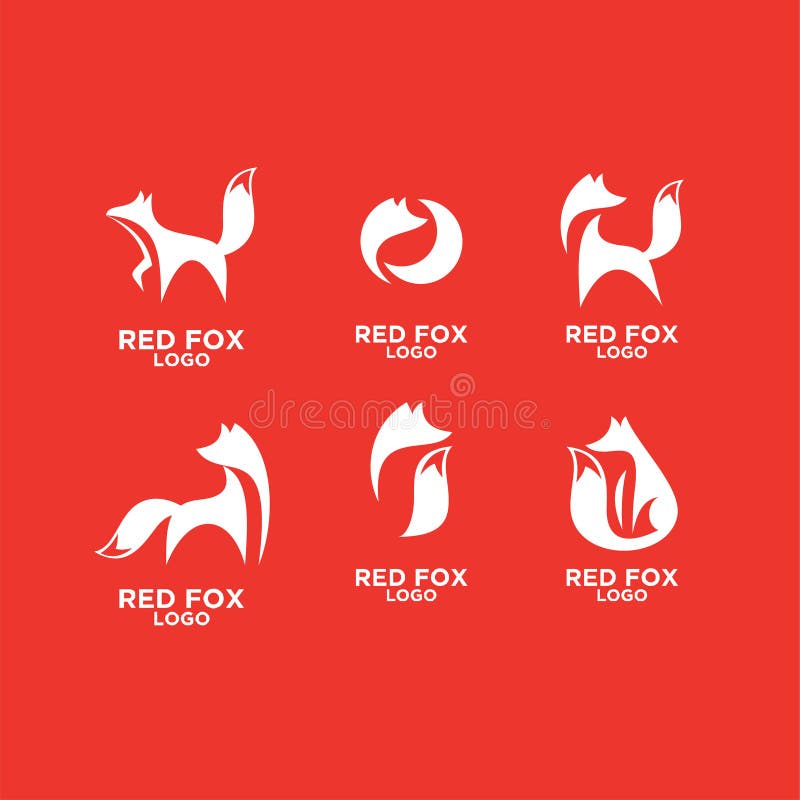 Set Collection Red Fox Modern Abstract Simple Logo Icon Design Stock ...