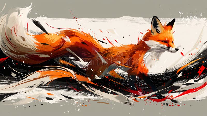Red Fox in Abstract Motion stock illustration. Illustration of strokes ...