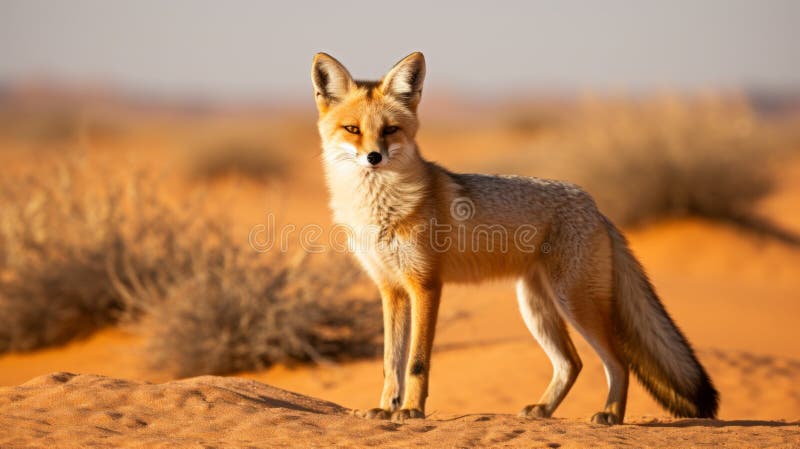 Alert Red Fox on Desert Dune Ai Generated Stock Image - Image of nature ...