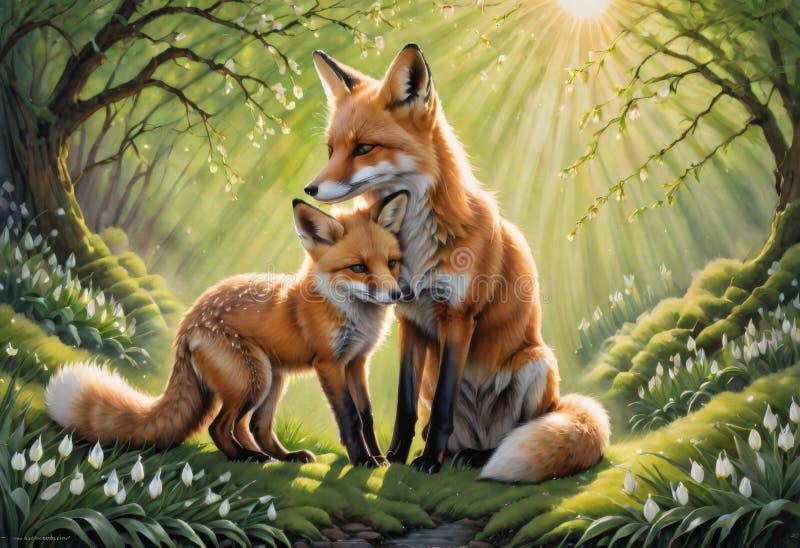 Red Fox Art Illustration. Little Funny Fox Stock Illustration ...