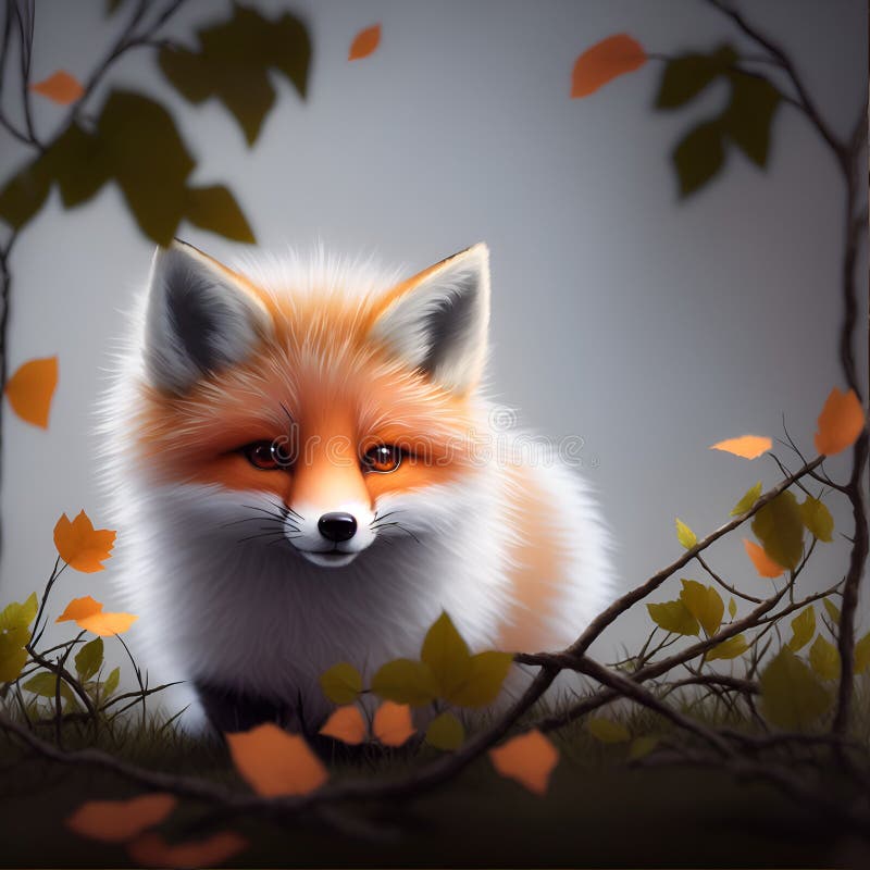 A Cute Fluffy Little Fox. Created Using Generative AI Stock ...