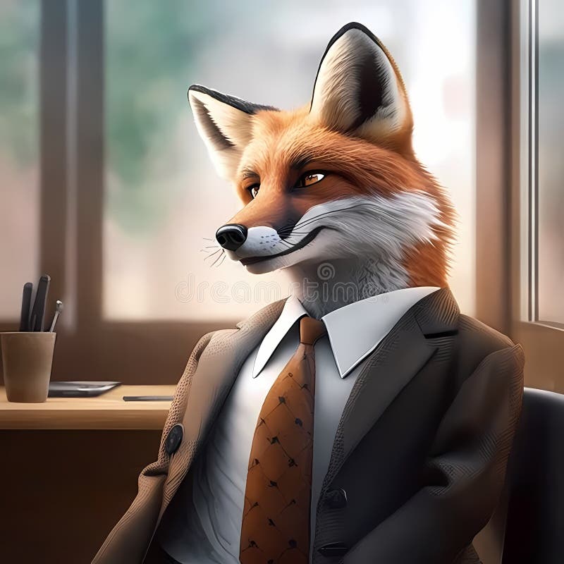 Red Fox in a Chair Red Fox in the Office Fox in the Office Stock ...