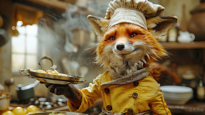 A Red Fox Dressed As a Chef Stock Illustration - Illustration of ...