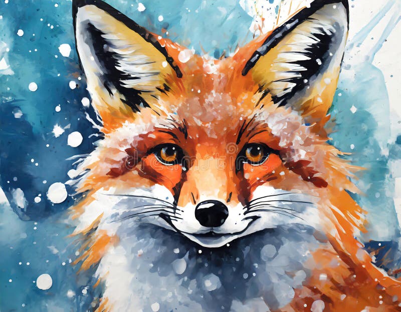 Red fox stock illustration. Illustration of winter, closeup - 302583199