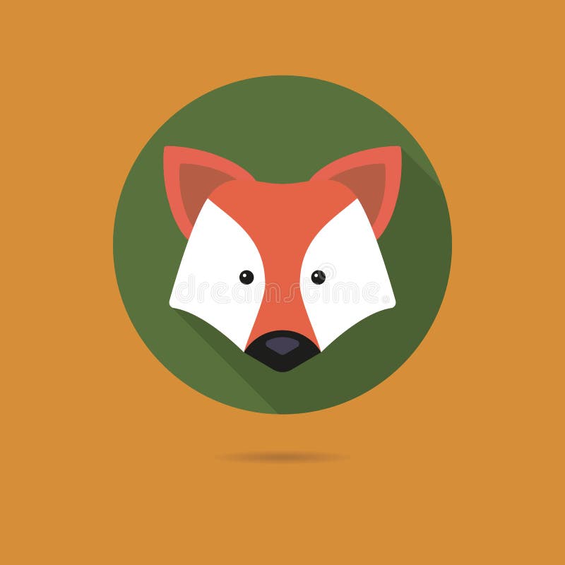 Red Fox Face Flat Design Icon Stock Vector - Illustration of shadow ...