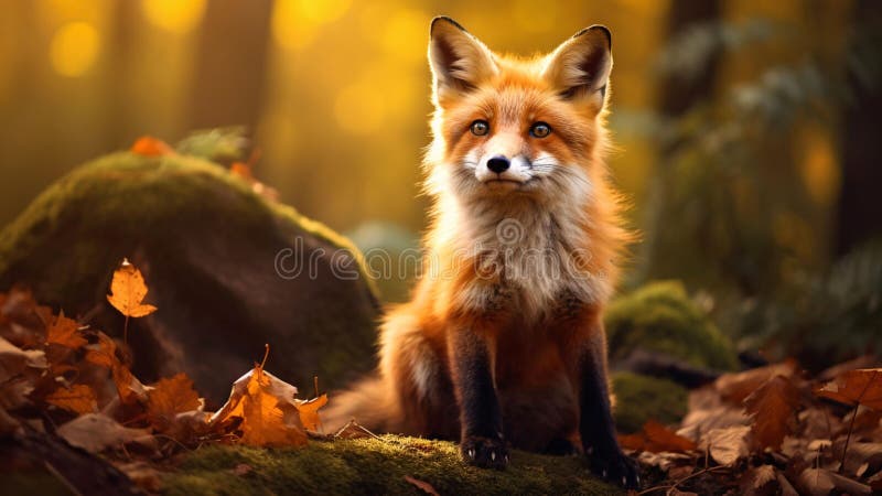 Red Fox in the Forest Fox in the Grass Red Fox Vulpes Stock ...