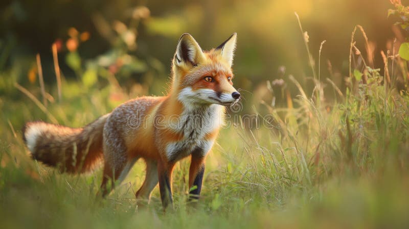 Red Fox in Golden Hour Light Stock Illustration - Illustration of hour ...