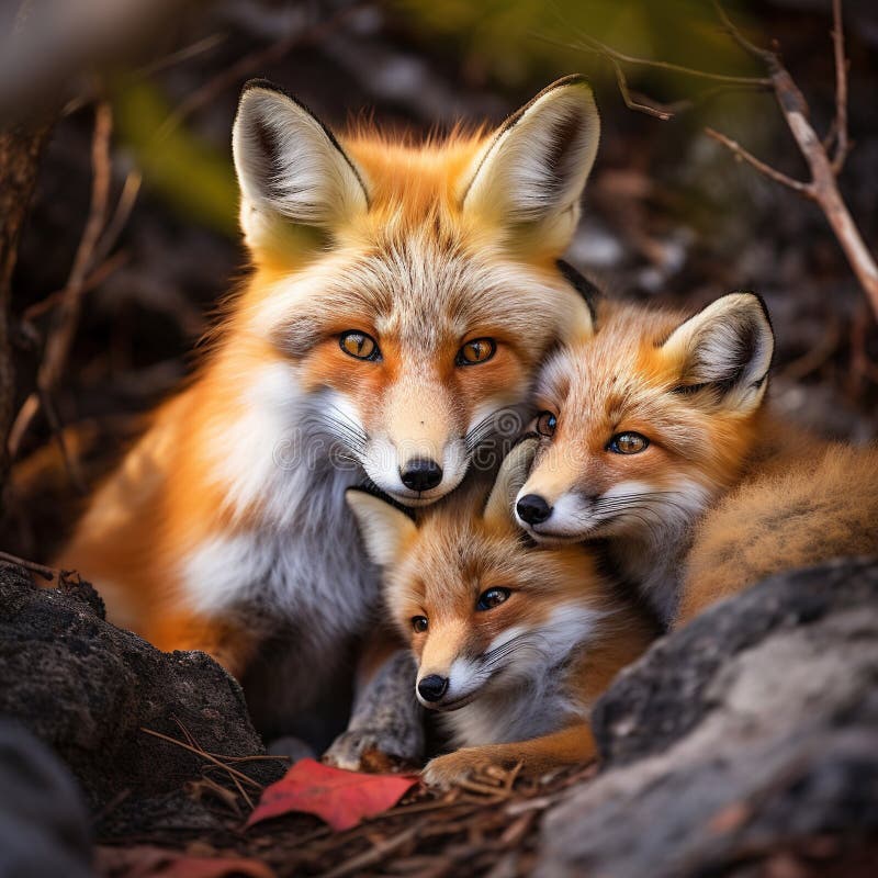 Red Fox and Kits stock illustration. Illustration of babies - 293698238