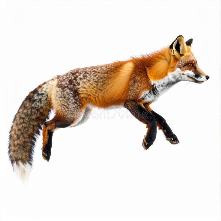 Red Fox Leaping Against White Background Stock Illustration ...