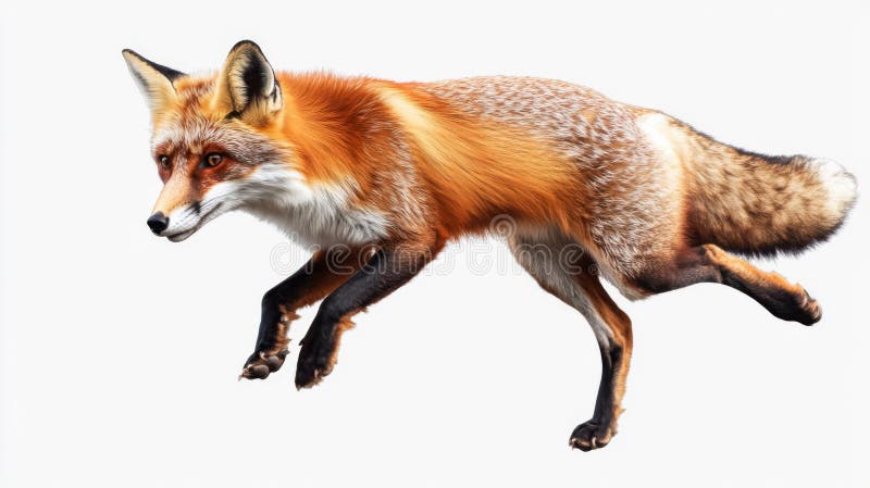 Red Fox Leaping Against White Background Stock Illustration ...