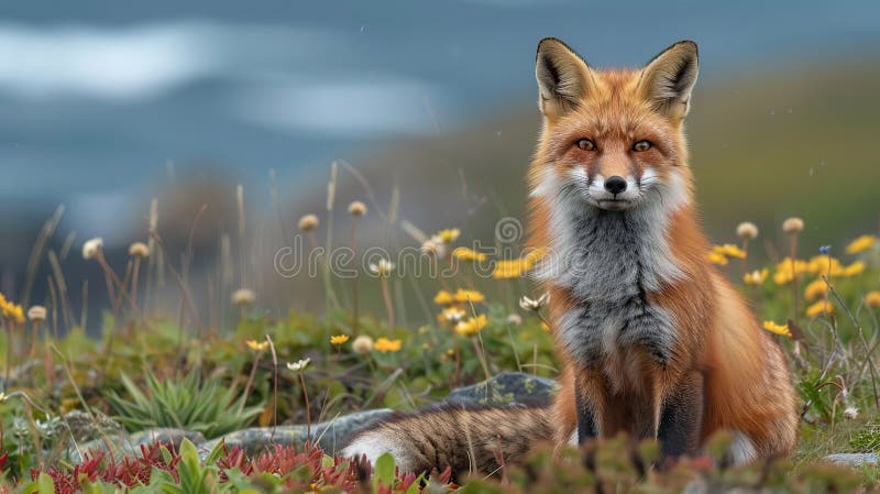Red Fox at Long Point Twillingate. Generative Ai Stock Illustration ...