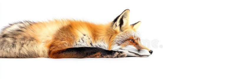 Red Fox Resting Comfortably in Side Profile with Bushy Tail Curled on ...