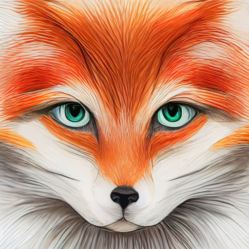 Red Fox Muzzle with White Nose. Color Graphics. Full Screen View. AI ...