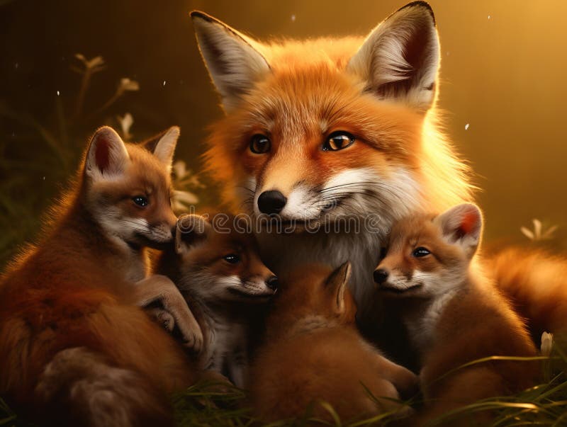 Red Fox Nursing Kits stock illustration. Illustration of love - 293681803