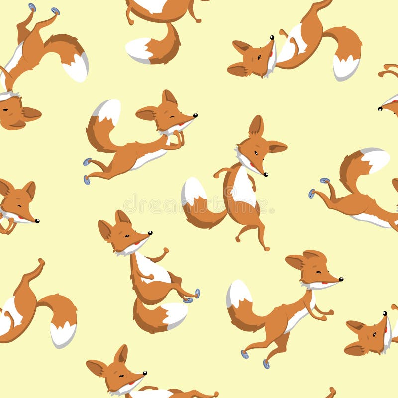 Red Fox Pattern Illustration in Different Positions, Seamless ...