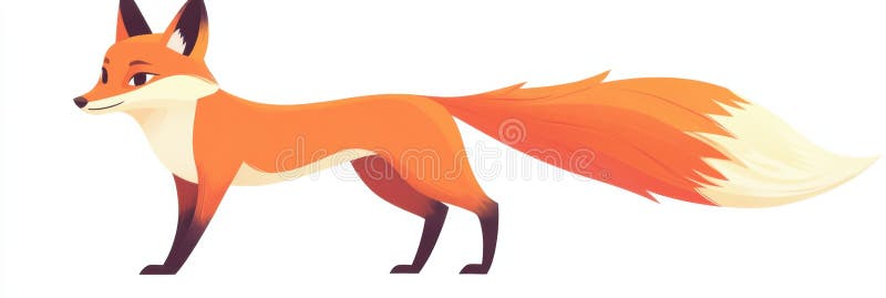 Red Fox in Profile Showcasing Bushy Curled Tail on Clean White ...