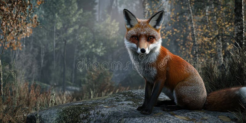 Red Fox on Rock stock image. Image of generated, orange - 373232309