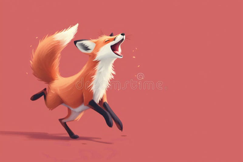 A Red Fox is Running Across a Pink Background in this Lively Scene ...