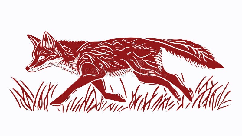Red Fox Running Flat Vector Silhouette Stock Vector - Illustration of ...