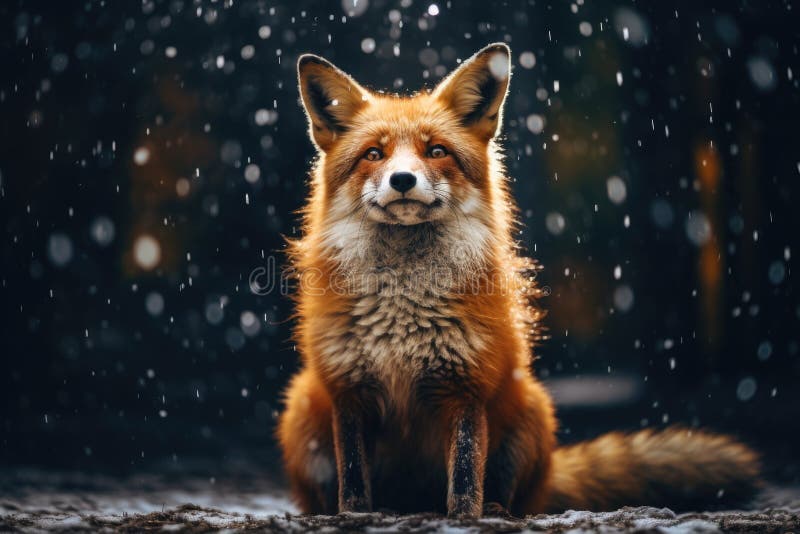 Red Fox in Scenic Winter Landscape Stock Illustration - Illustration of ...