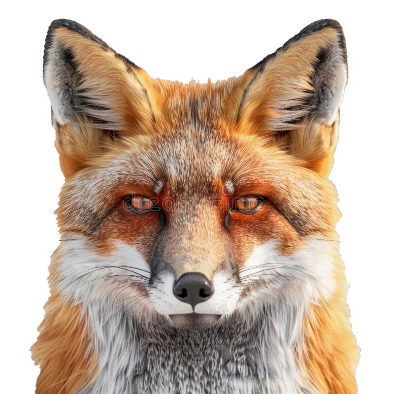 Red Fox Showing Intense Stare on White Background Stock Photo ...