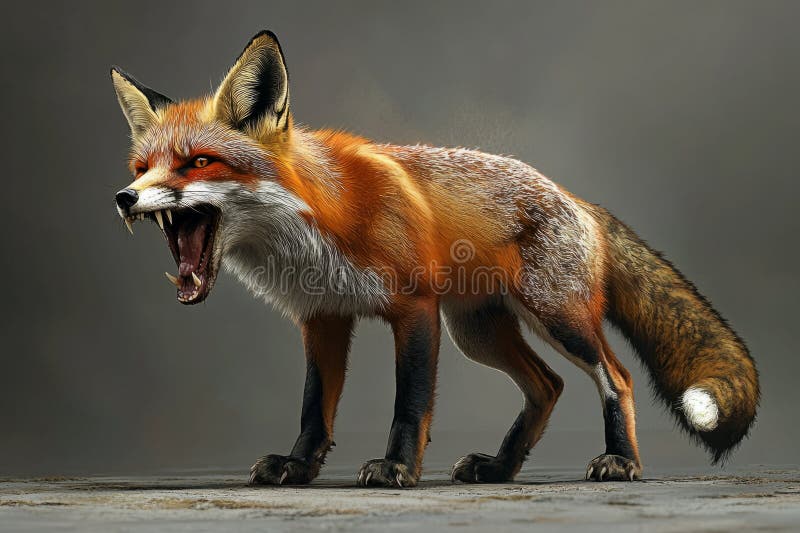Red Fox Showing Teeth and Growling in Wildlife Scene Stock Photo ...