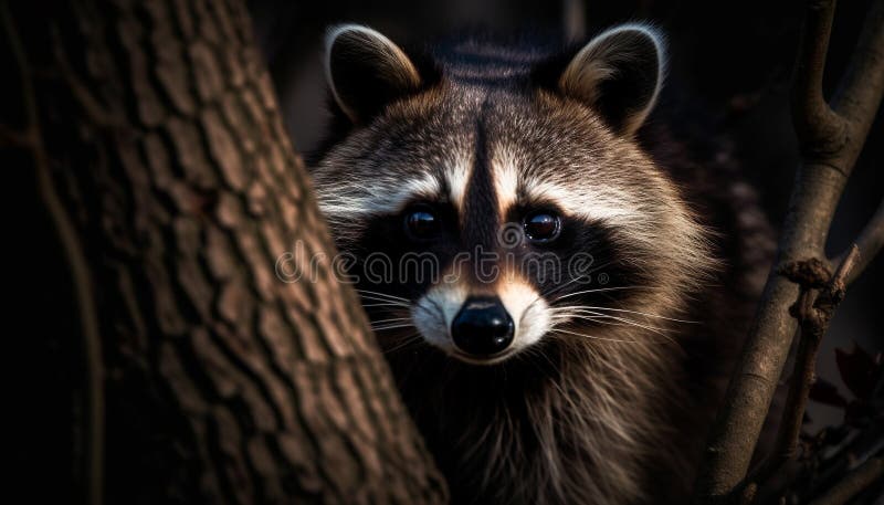 Red Fox Sitting on Branch, Looking at Camera in Tranquility Generated ...