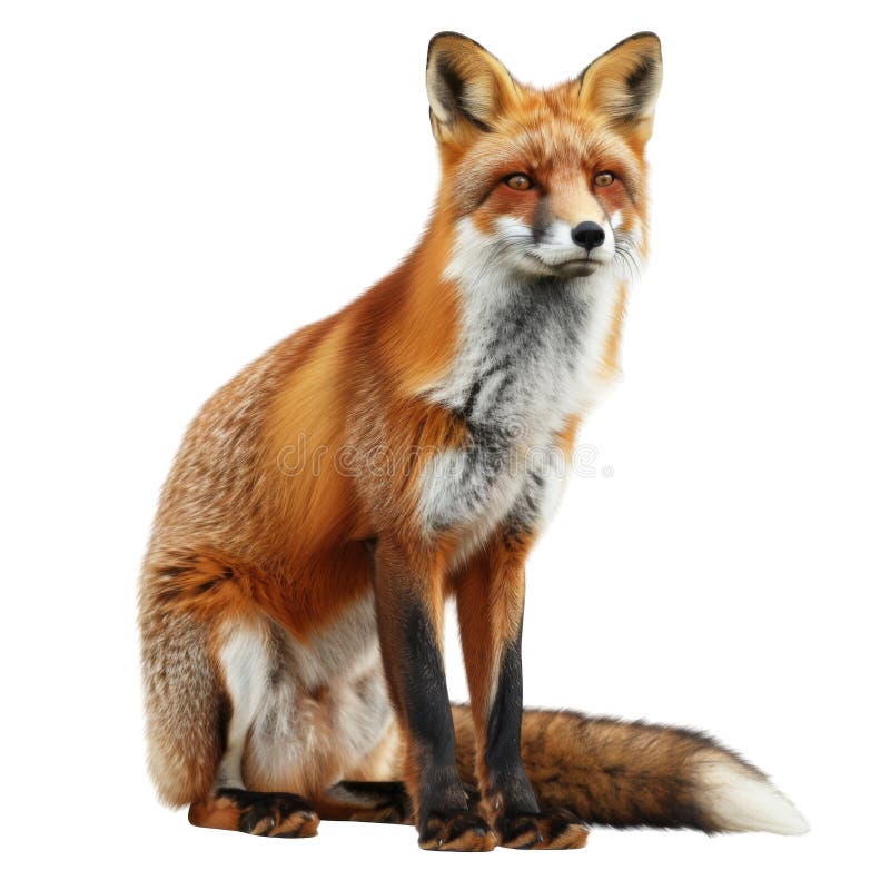 A Red Fox Sitting with Its Tail Behind it Stock Illustration ...