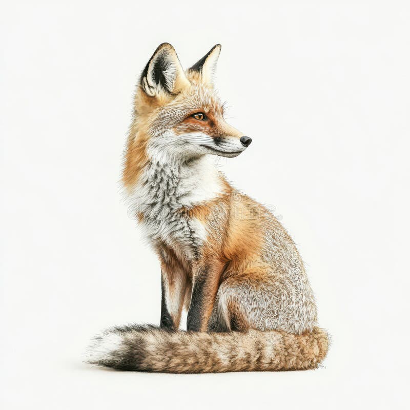 Red Fox Sitting Profile Wildlife Art Animal Portrait Stock Illustration ...