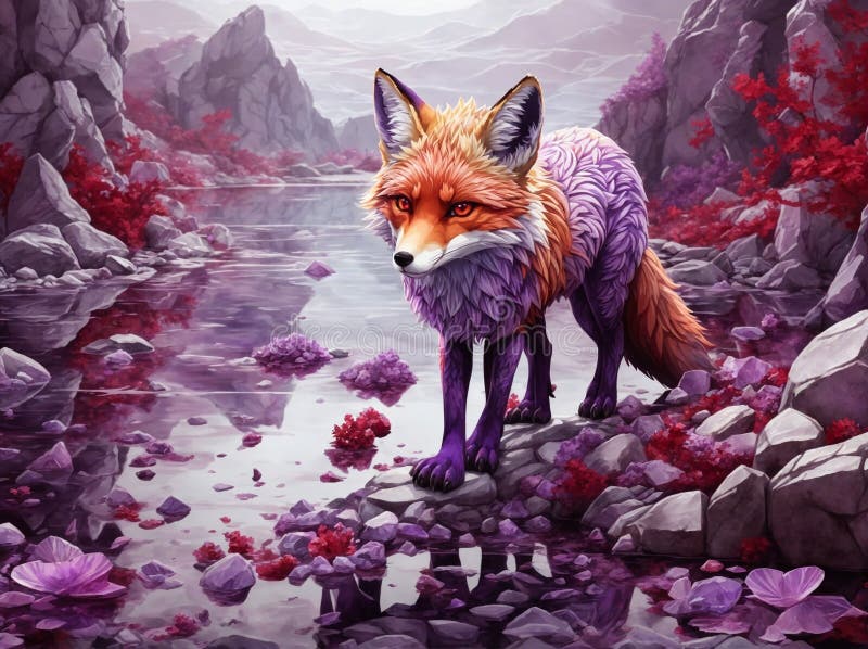 Red Fox in the Snow with Crystals, Fantasy, Ai Generated Stock ...
