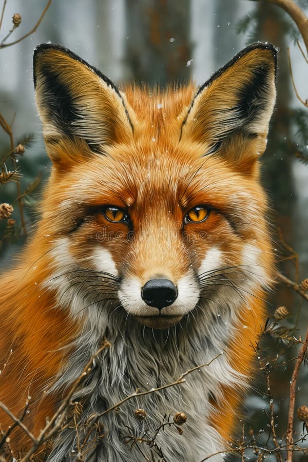 A Red Fox in the Snow Looking at the Camera. Generative AI Stock Photo ...