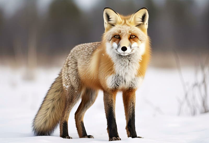 Red Fox in Snow Red Fox Vulpes Stock Illustration - Illustration of ...