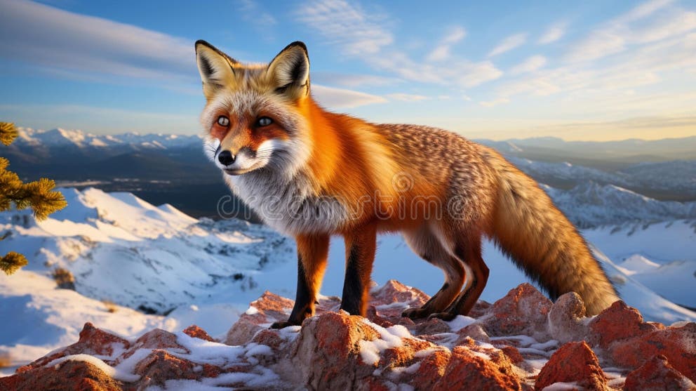 Red Fox in the Snow Fox in the Snow Red Fox Vulpes Stock Illustration ...