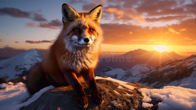 Red Fox in the Snow Wolf in the Snow Fox in the Snow Stock Illustration ...