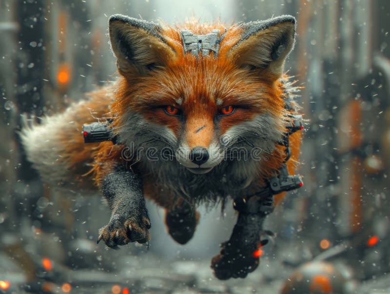 Red Fox Soars through the Air with Graceful Agility. Stock Photo ...