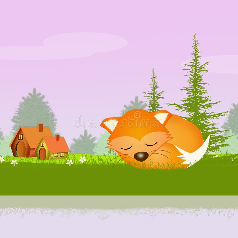 Red fox in spring stock illustration. Illustration of wild - 88493727