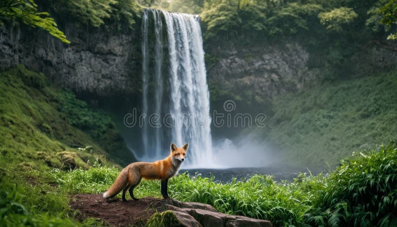Majestic Waterfall Cascading Verdant Forest Breathtaking Landscape ...