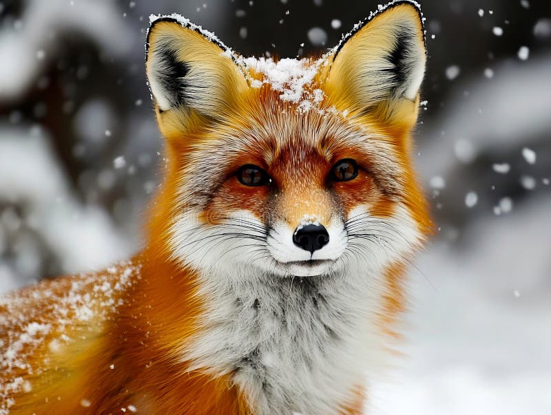 A Red Fox is Standing in the Snow Stock Image - Image of snowflakes ...