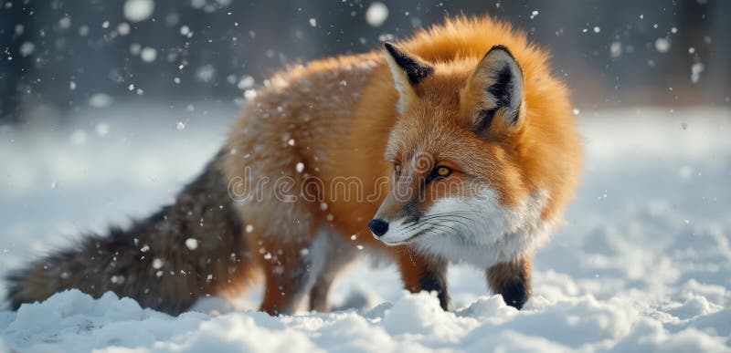 A Red Fox Standing in the Snow Looking at the Camera Stock Photo ...