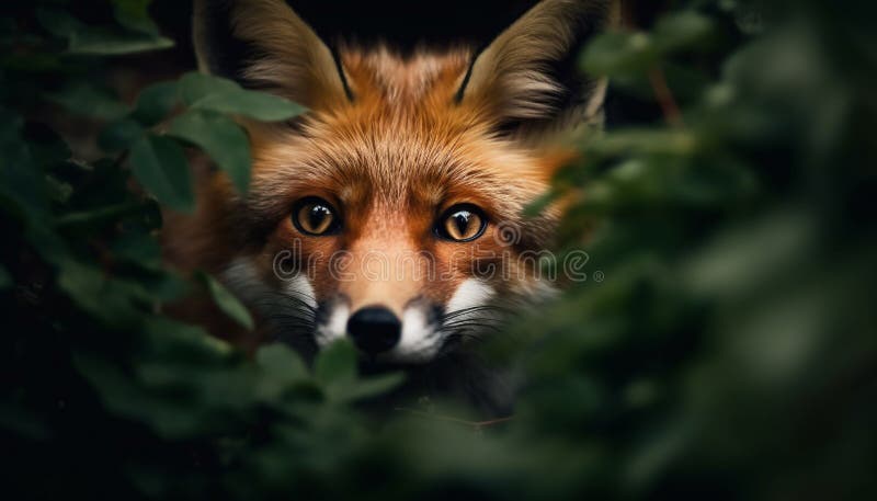 Red Fox Staring, Alert in Nature Beauty, Fluffy and Cute Generated by ...