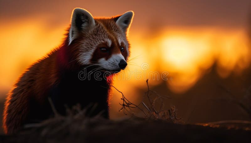 Red Fox Staring, Alert in Tranquil Forest Generated by AI Stock ...