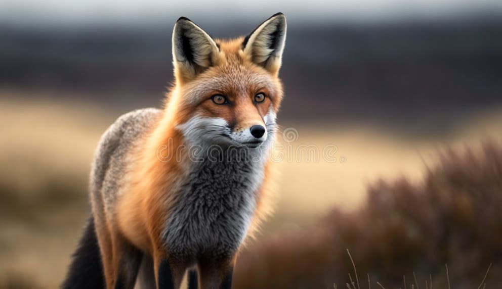 Red Fox Staring Alert in Winter Forest Generated by AI Stock ...