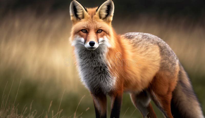 Red Fox Staring with Alertness in Forest Generated by AI Stock ...